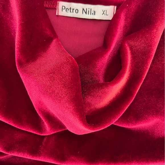 Petro Zillia | Dresses | Stretchy Red Velvet Cocktail Dress Knee Length ...